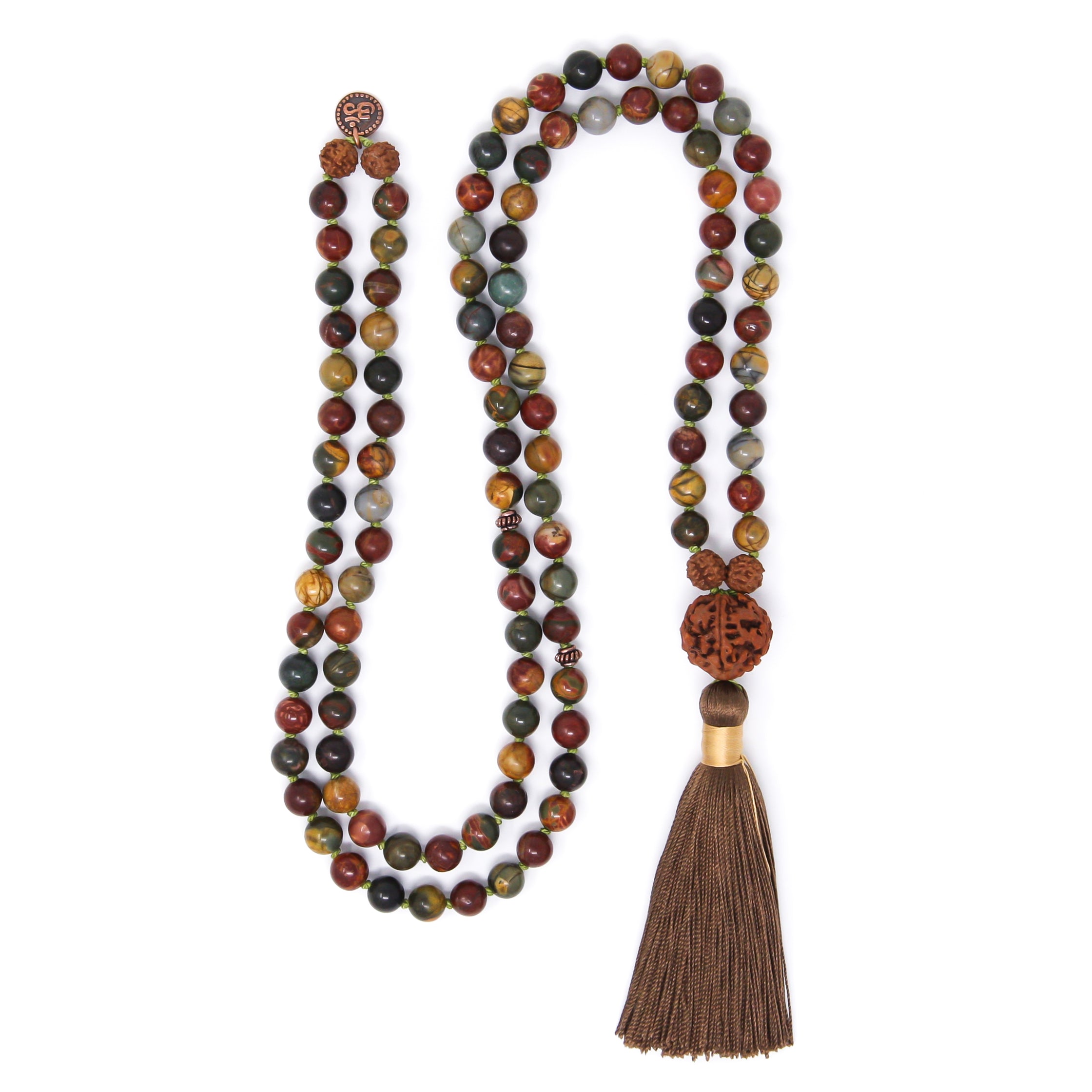 Thrive Red Creek Jasper Mala Necklace (aka Picasso Jasper) - MishkaSamuel