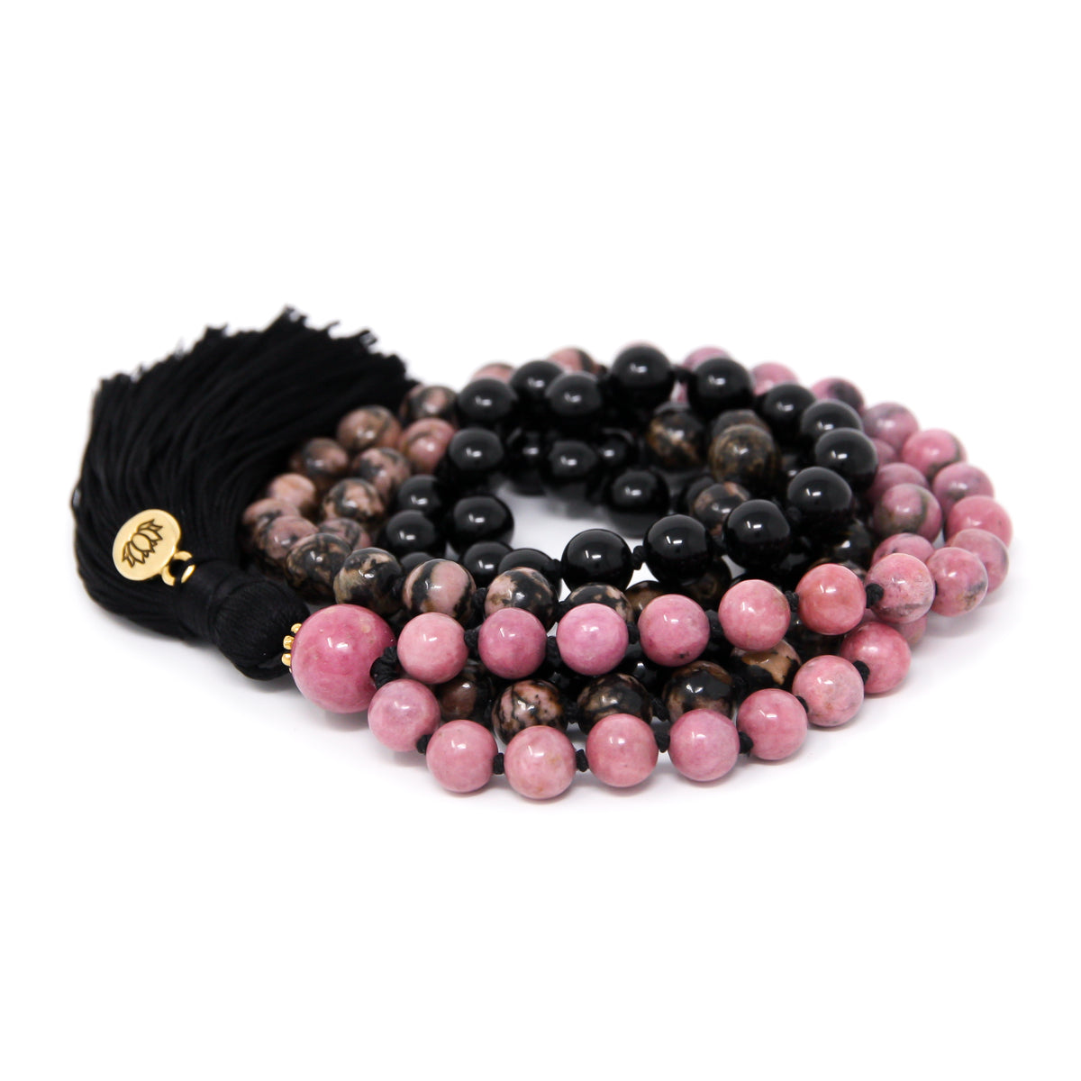 Guided by Love Ombré Rhodonite & Black Tourmaline Mala Necklace ...