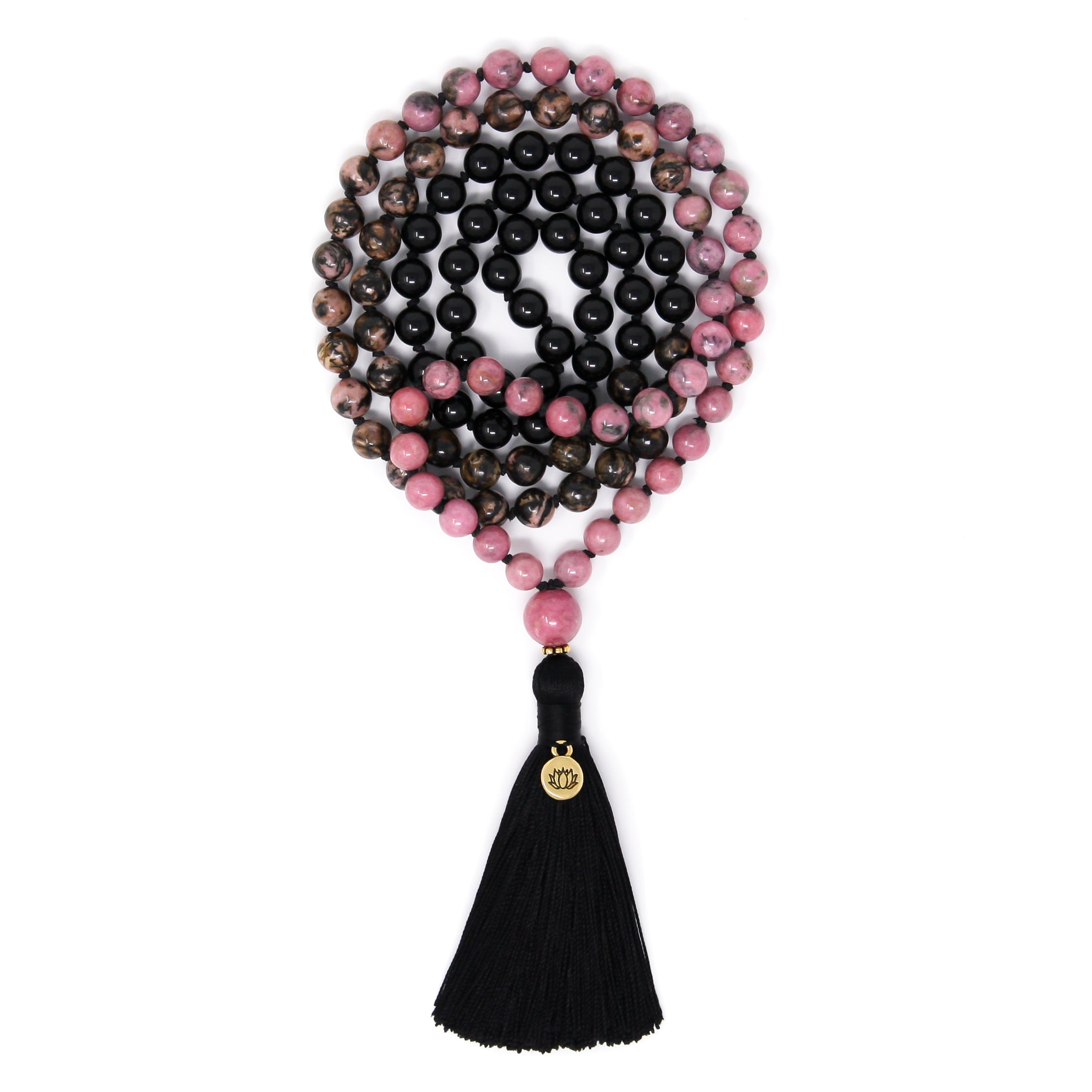 Guided by Love Ombré Rhodonite & Black Tourmaline Mala Necklace ...