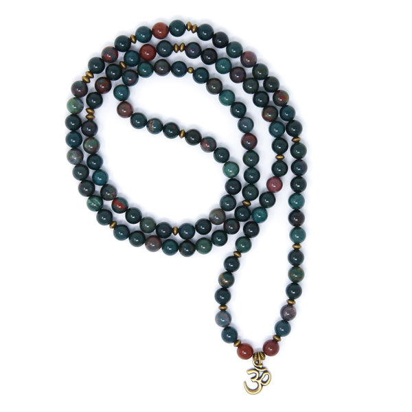 Indian Bloodstone 108 Mala Bracelet - MishkaSamuel