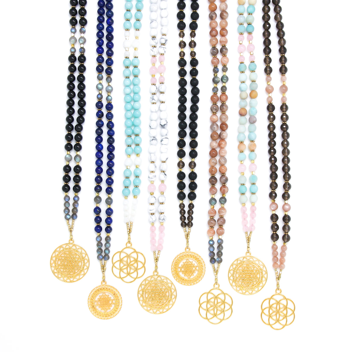 I Am Powerful & Radiant: Smoky Quartz & Sunstone Mala Necklace ...